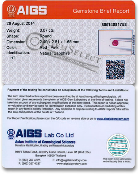 Gemstone Certificates and Reports for Colored Stones at GemSelect