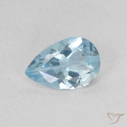 0.49ct Natural Sky Blue Aquamarine, Pear Shape, VS
