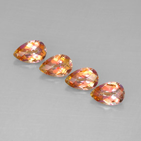 Multicolor Azotic Topaz 6.4ct (4 pcs) Pear from Brazil Gemstones
