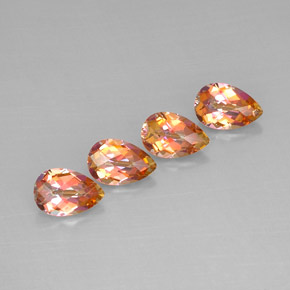 Multicolor Azotic Topaz 6.4ct (4 pcs) Pear from Brazil Gemstones